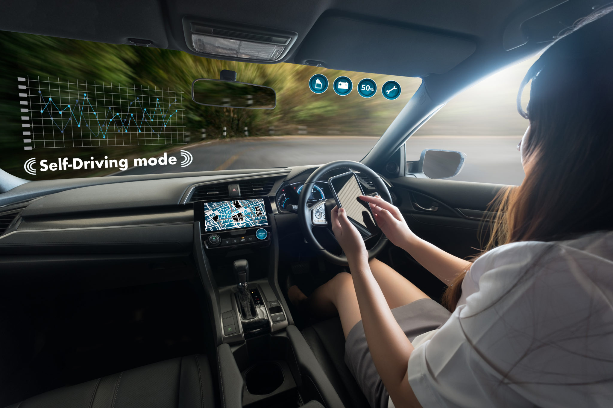 autonomous driving car and digital speedometer technology image - i創科技